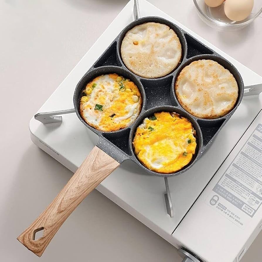 4-Egg Pan Non-Stick Multi Pancake Frying Pan, 4 Creative Breakfast ...